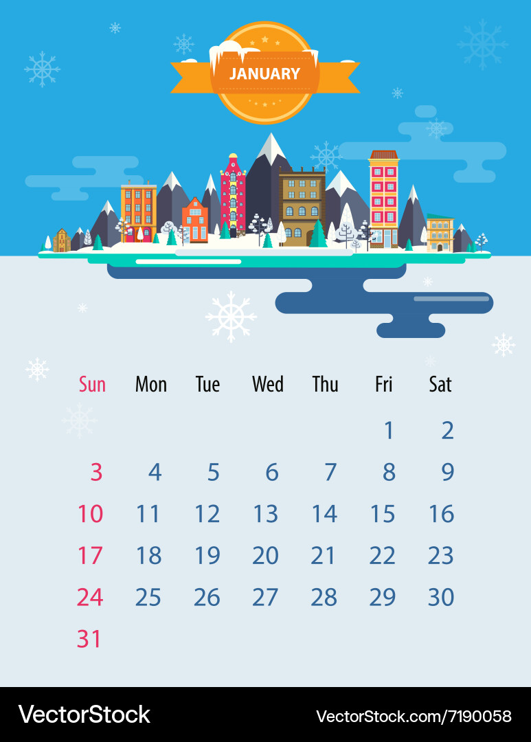 Calendar of january Royalty Free Vector Image - VectorStock