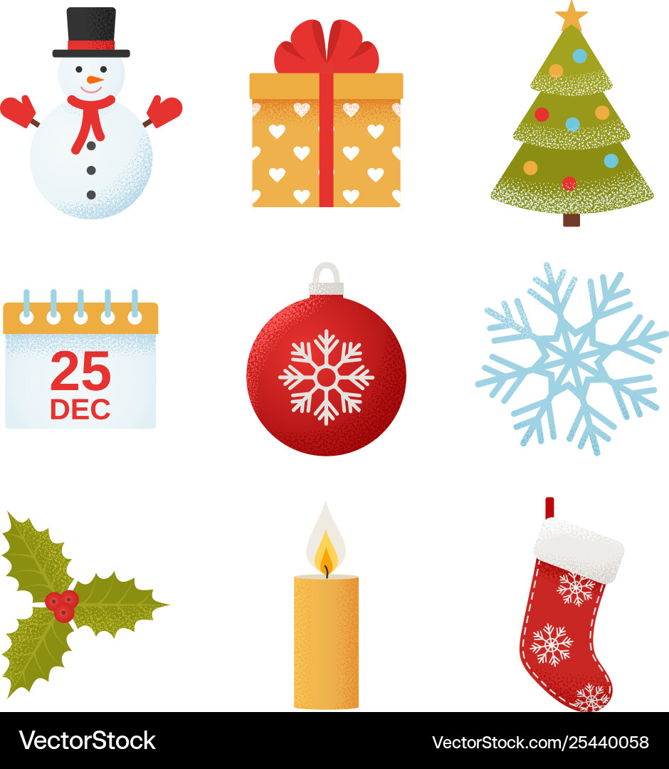 Christmas winter icon set in flat design Vector Image