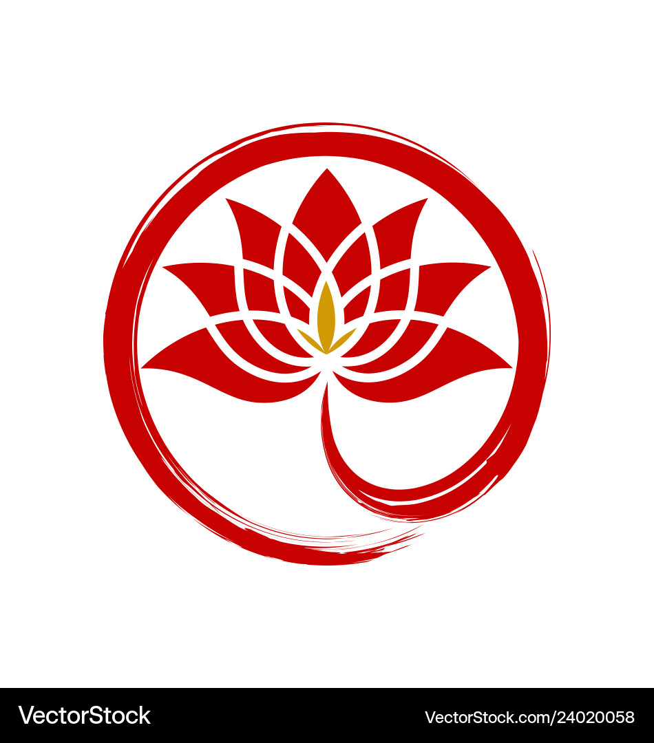 Circle red lotus diamond abstract logo Royalty Free Vector