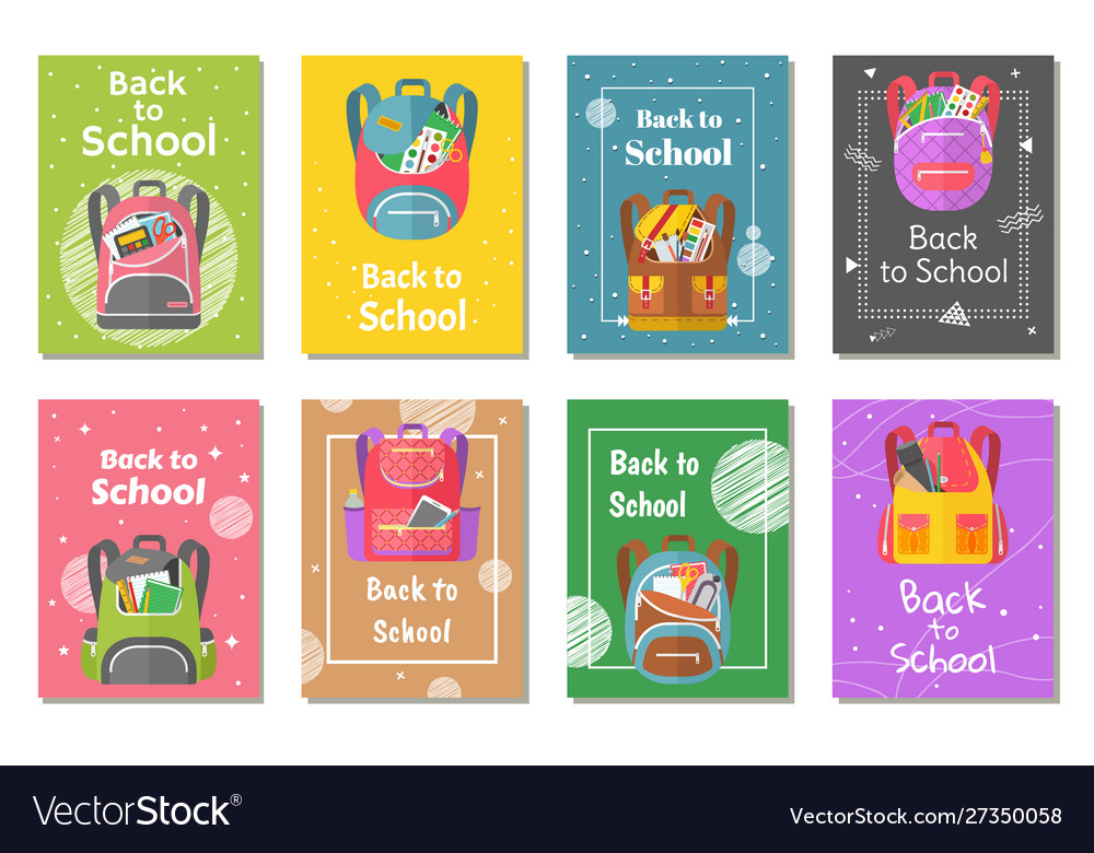 Colored school backpack back to school Royalty Free Vector