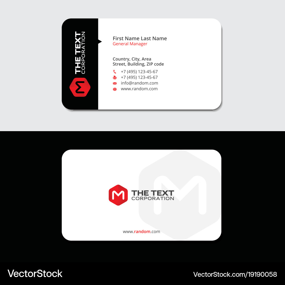 Creative business card red letter m Royalty Free Vector