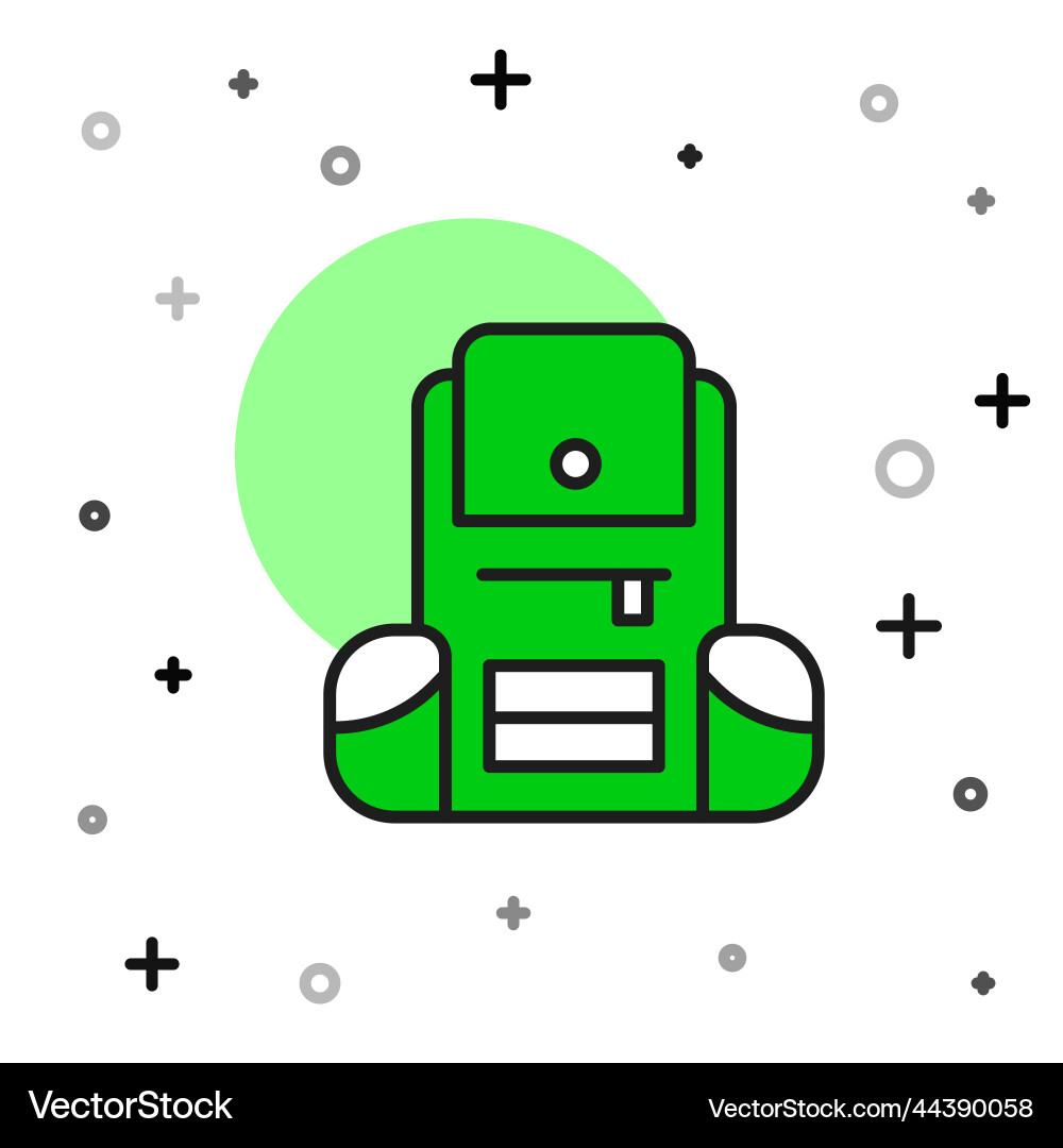 Filled outline hiking backpack icon isolated Vector Image