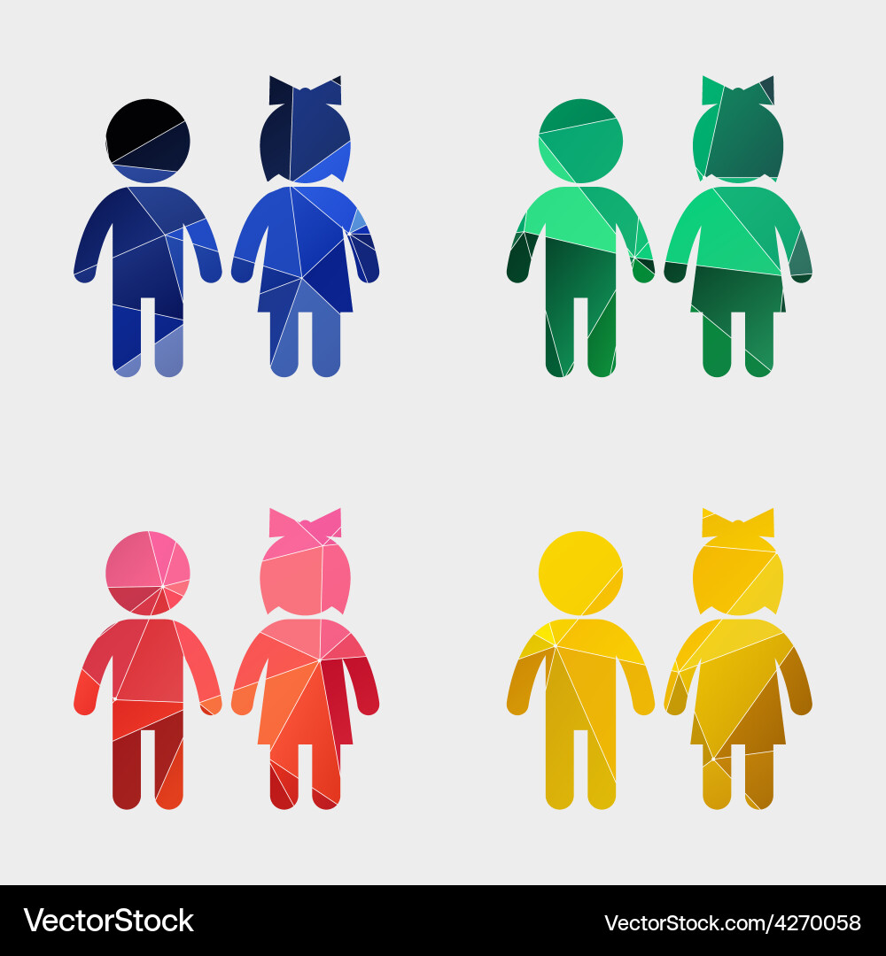 Girl and boy icon abstract triangle Royalty Free Vector