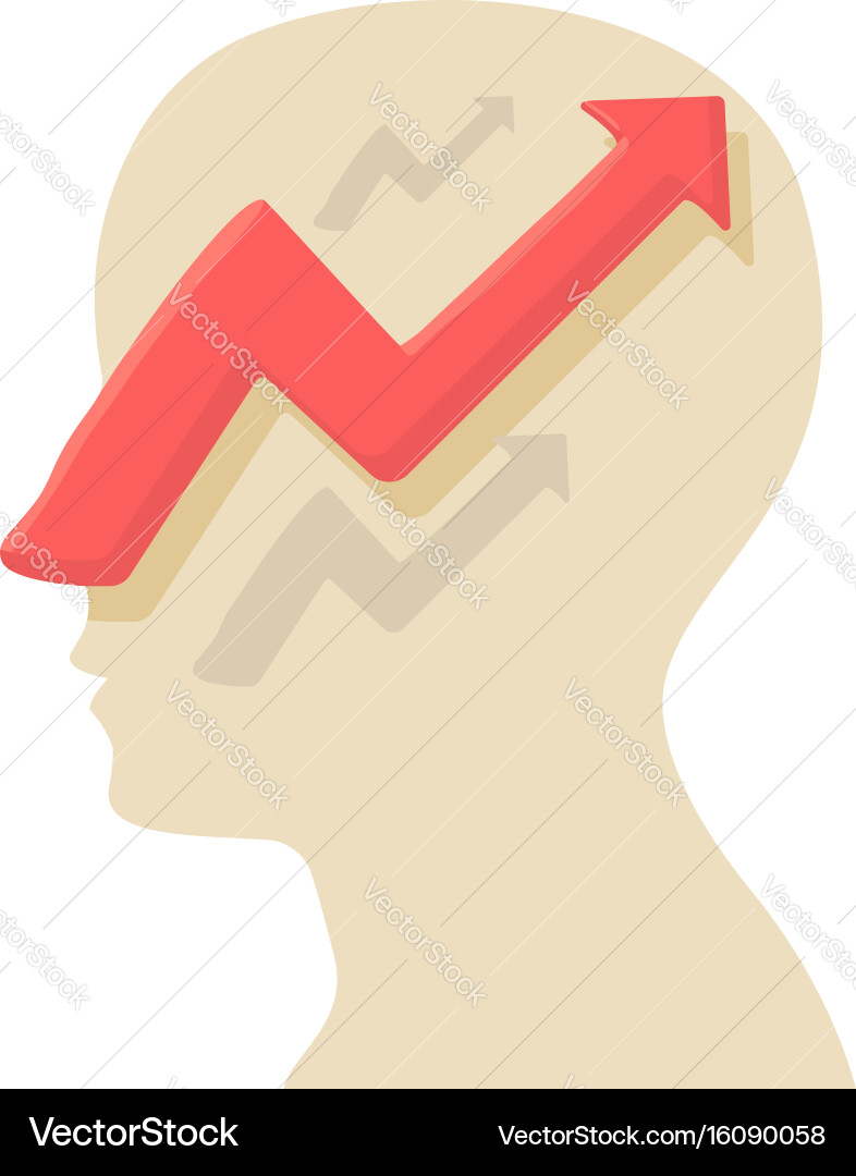 Head with arrow icon cartoon style Royalty Free Vector Image