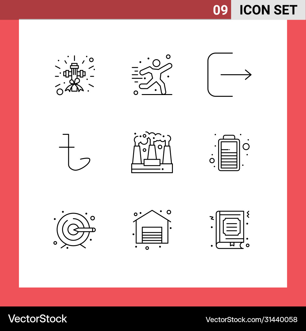 Outline pack 9 universal symbols production Vector Image
