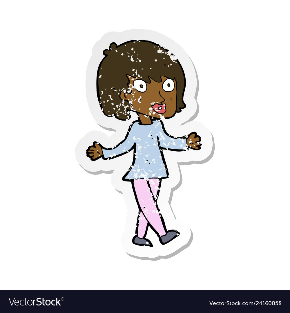 Retro distressed sticker a cartoon woman Vector Image