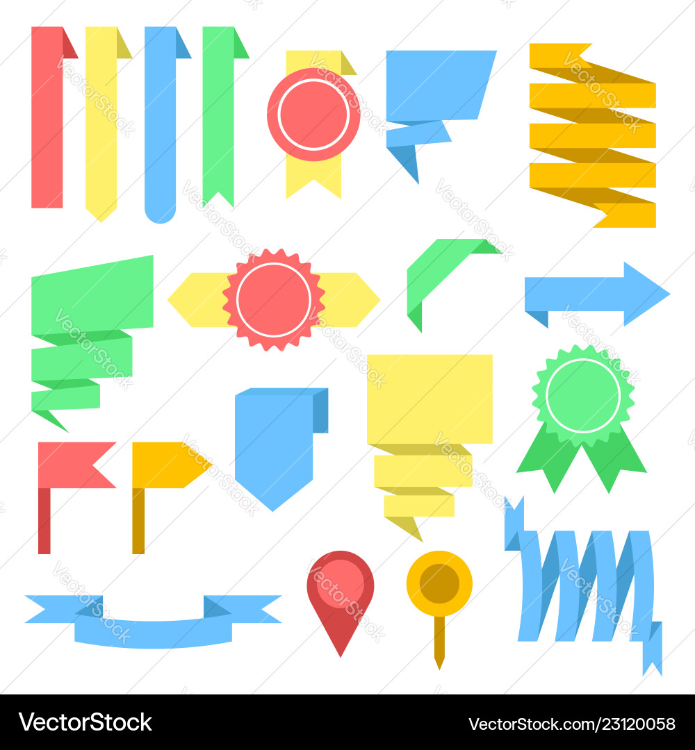 Ribbons and labels flat set stock Royalty Free Vector Image