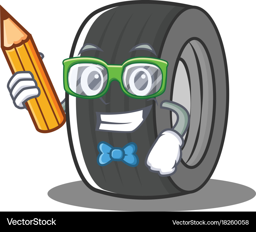 Student tire character cartoon style Royalty Free Vector