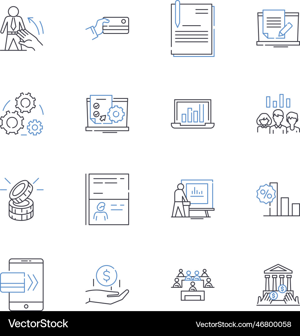 Wealth services line icons collection prosperity Vector Image