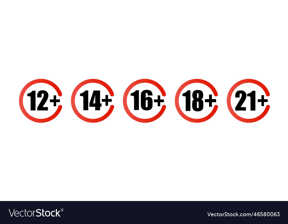 Age limit sign set adults content only Royalty Free Vector Age limit sign set adults content only Royalty Free Vector