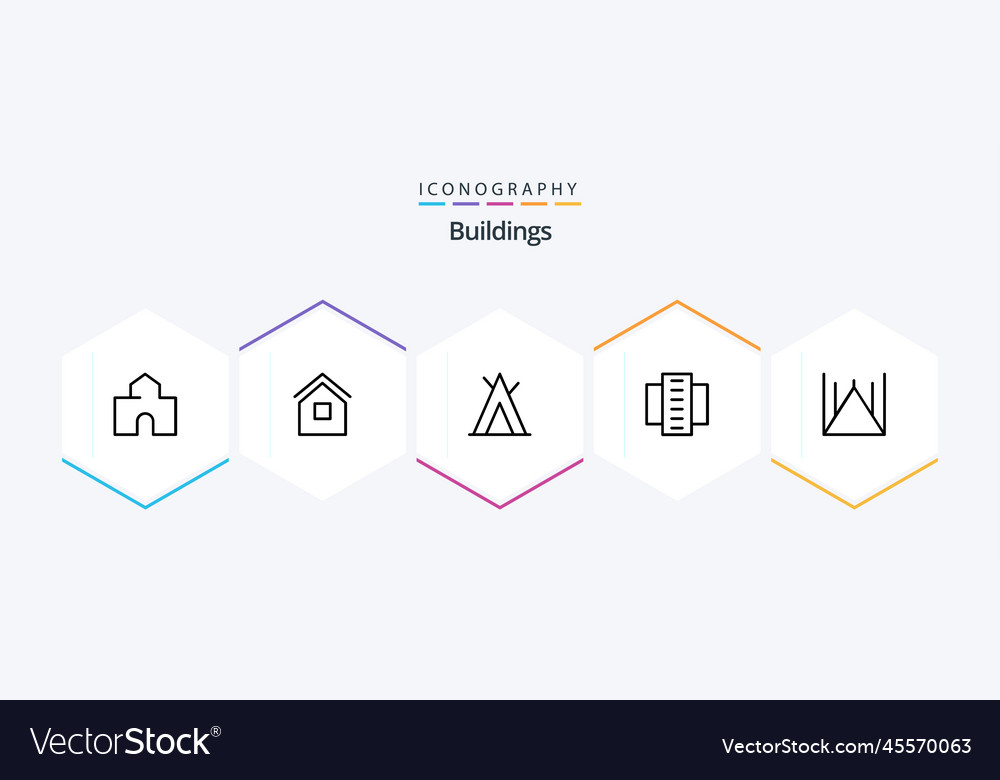 Buildings 25 line icon pack including residential Vector Image