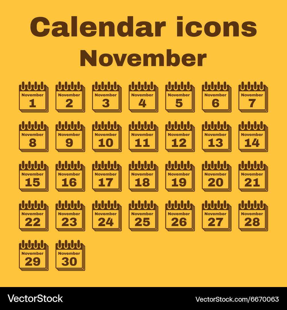 Calendar icon november symbol flat Royalty Free Vector Image