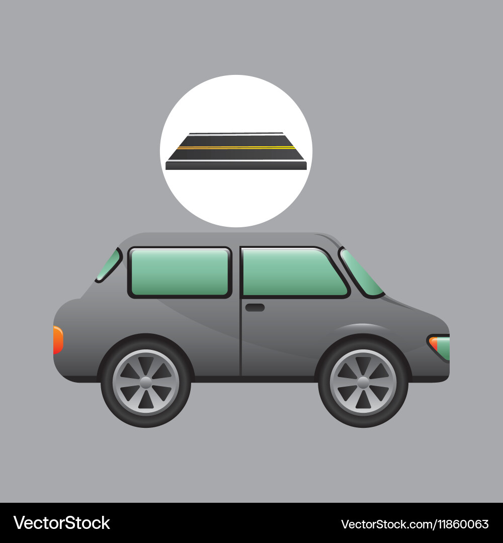 Car vehicle gray on road Royalty Free Vector Image