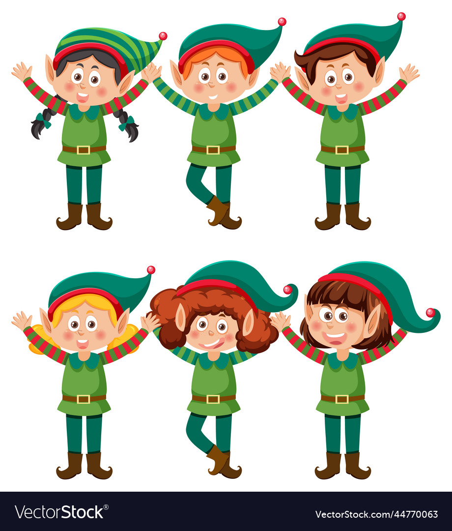 Christmas elf kids collection Royalty Free Vector Image