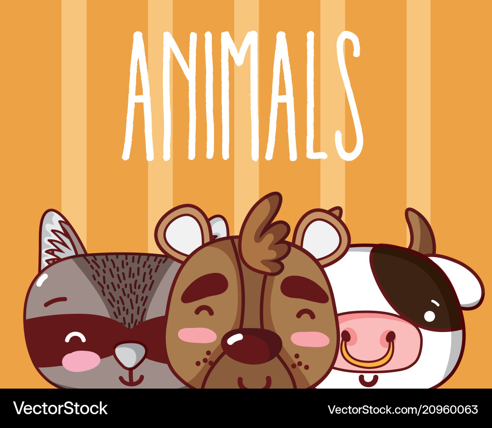 Cute animals friends cartoon Royalty Free Vector Image