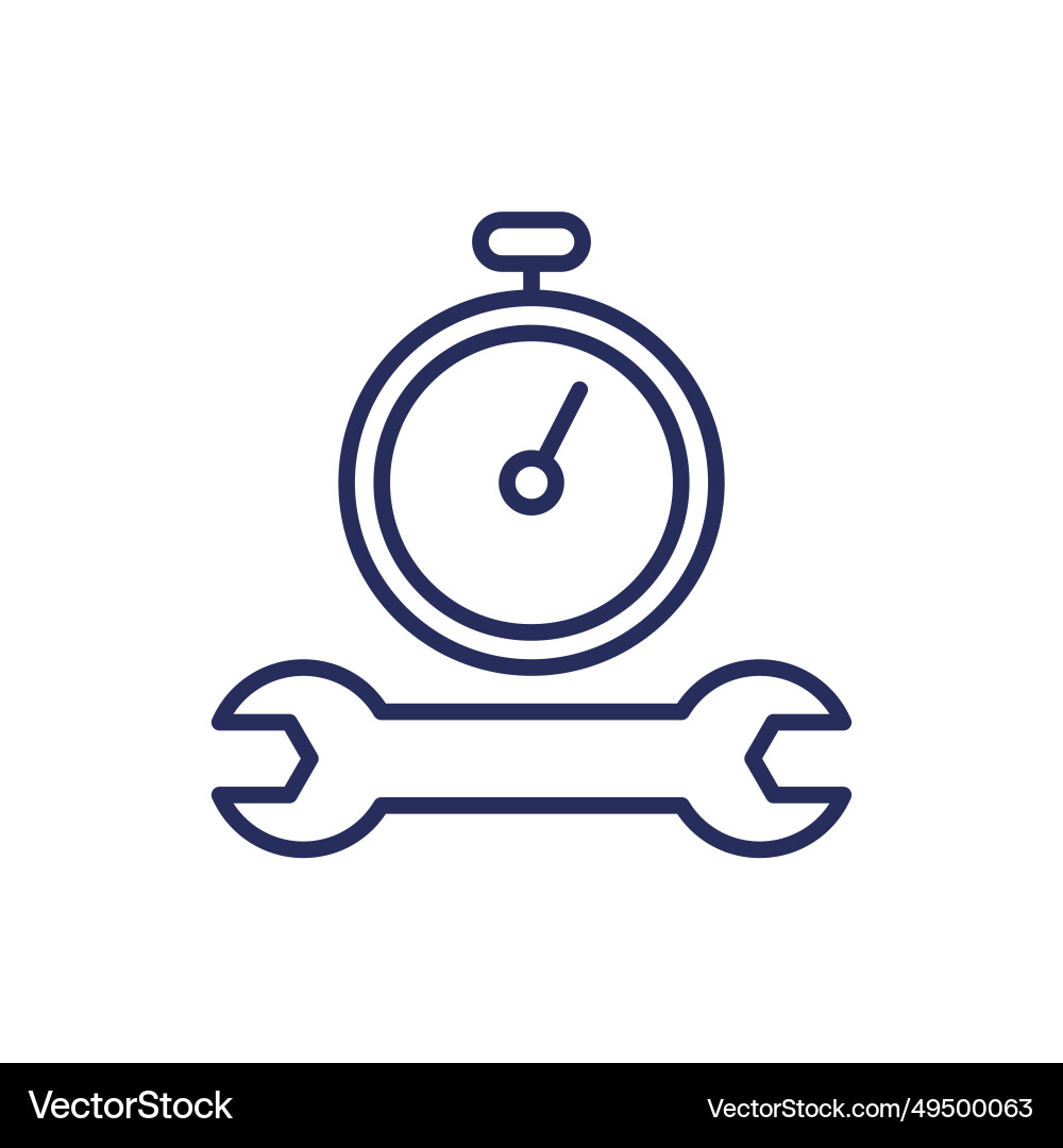Fast repair line icon with a wrench Royalty Free Vector