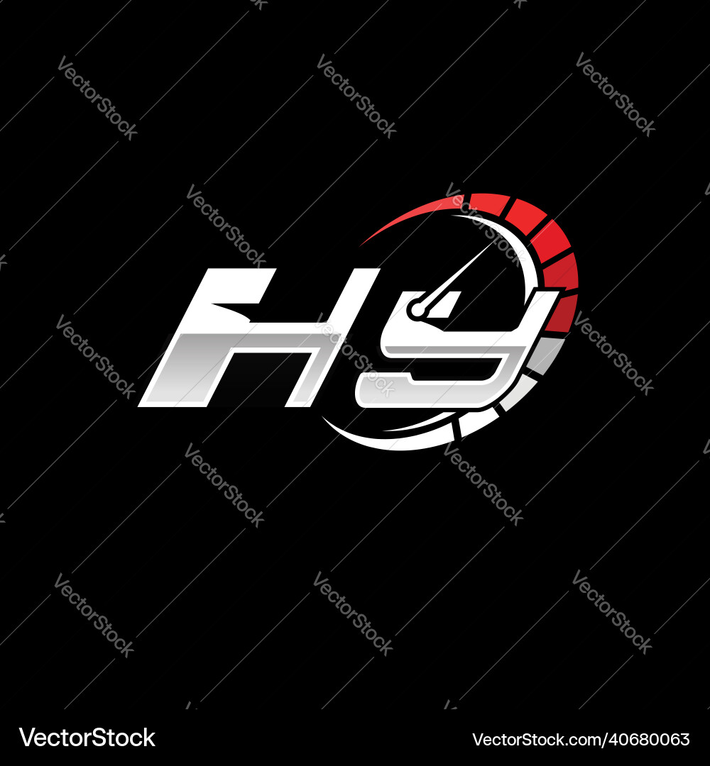 Hy logo letter speed meter racing style Royalty Free Vector