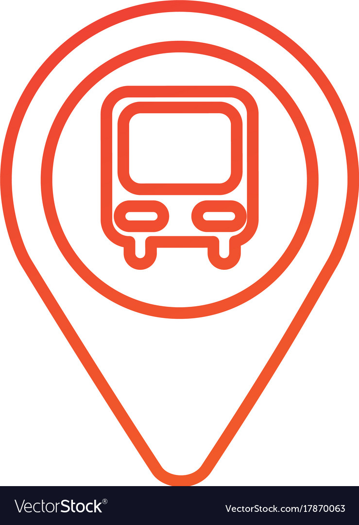 Map pointer with symbol bus station for location Vector Image
