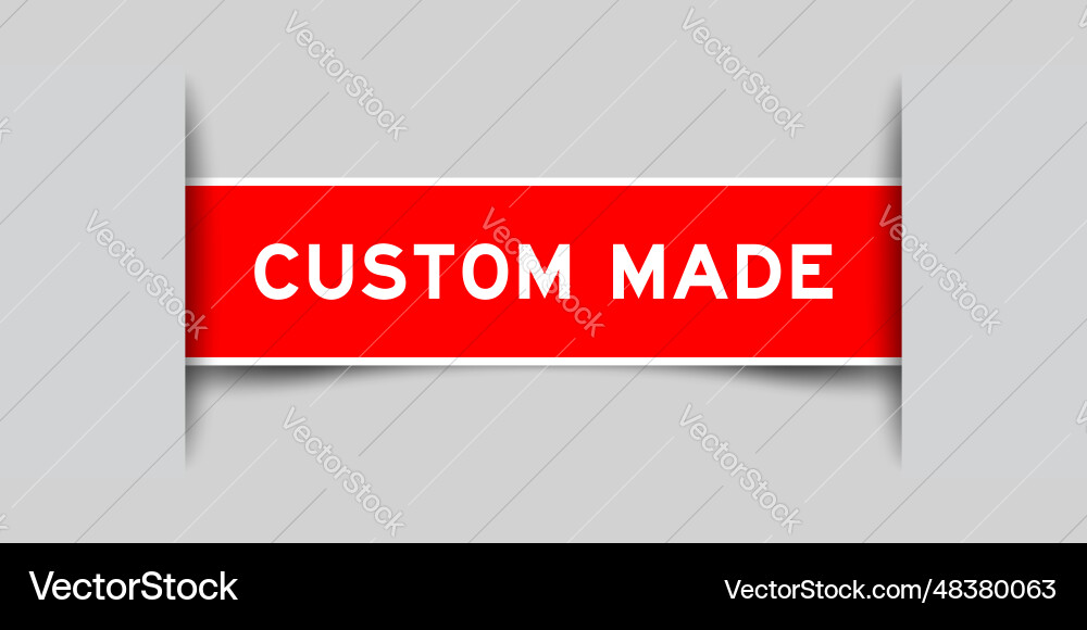 Red color square label sticker with word custom Vector Image