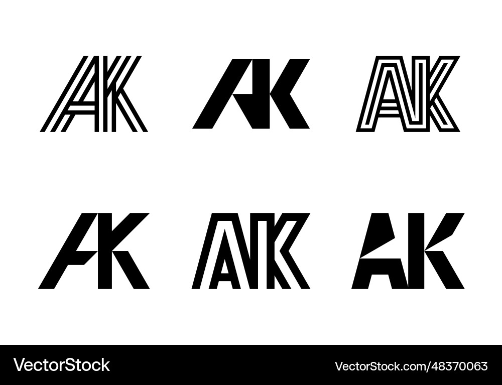 Set of letter ak logos Royalty Free Vector Image