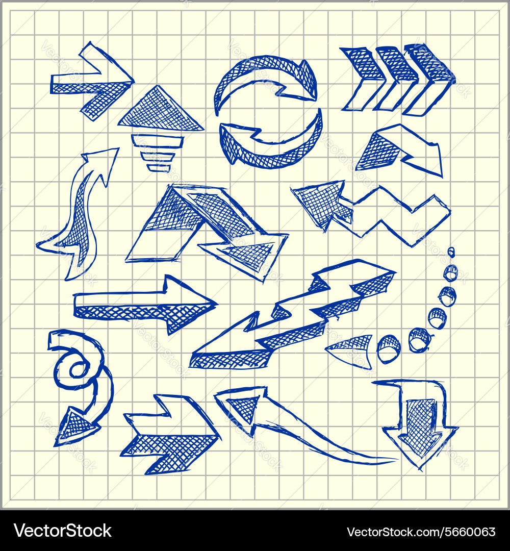 Set of sketched arrow Royalty Free Vector Image