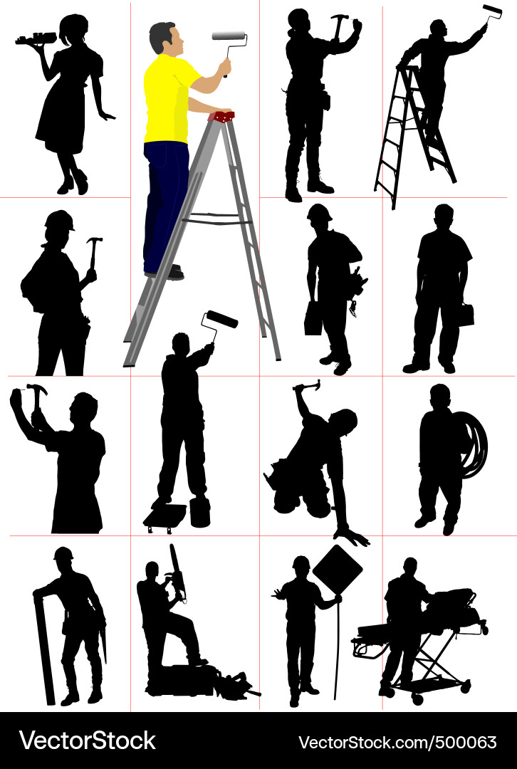 Worker silhouettes Royalty Free Vector Image - VectorStock