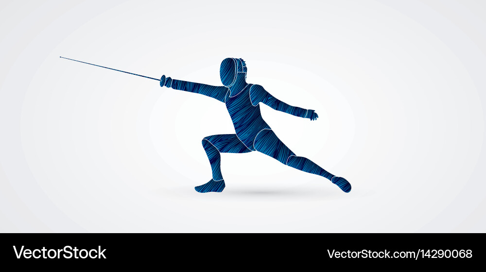 Fencing fighter sport action graphic Royalty Free Vector