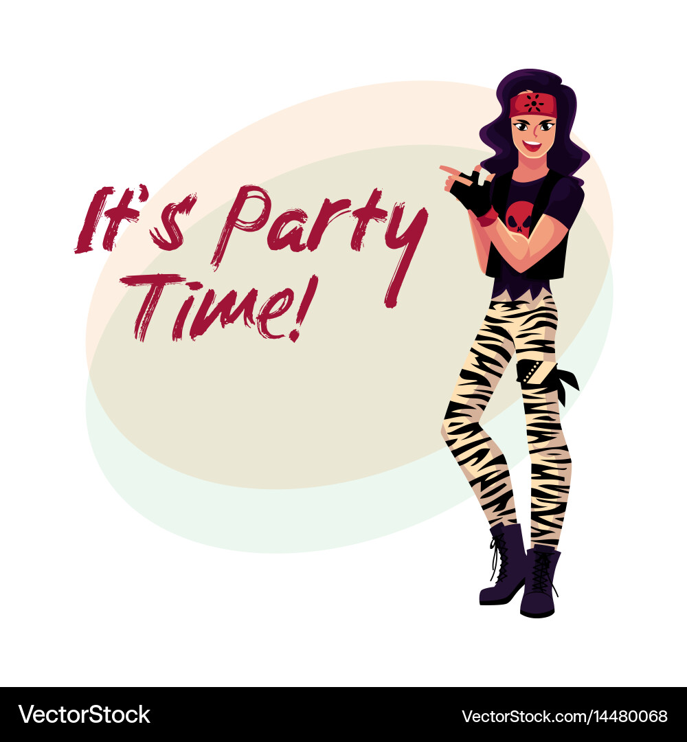 Glam rock party invitation banner template Vector Image