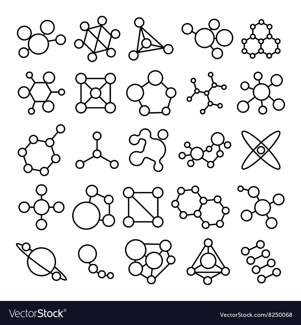 Molecules icons molecules symbols on white Vector Image Molecules icons molecules symbols on white Vector Image