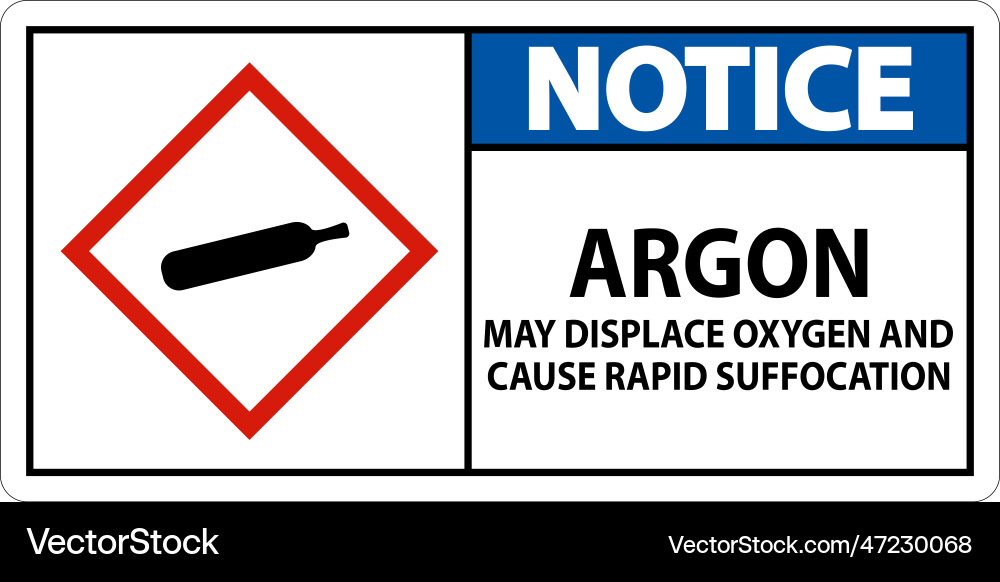 Notice argon ghs sign on white background Vector Image
