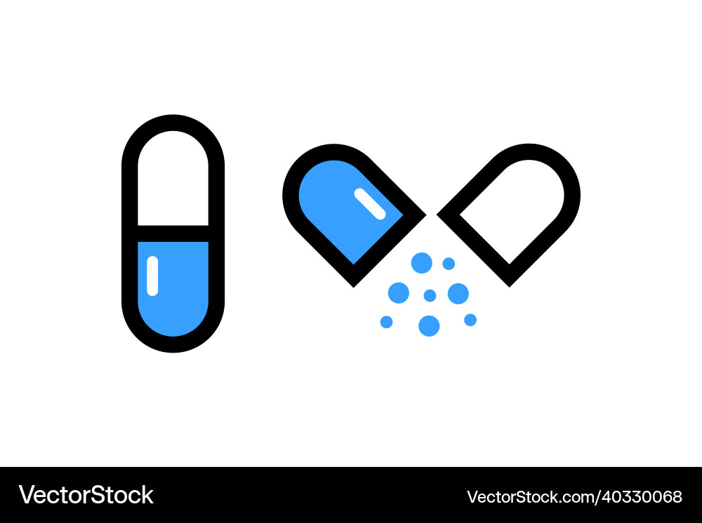 Pills icon isolated on white pill icon Royalty Free Vector