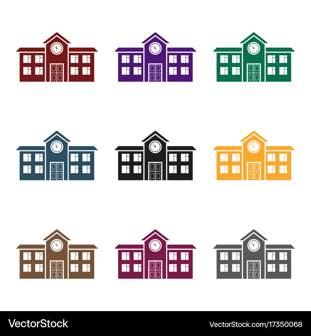 School icon in black style isolated on white Vector Image