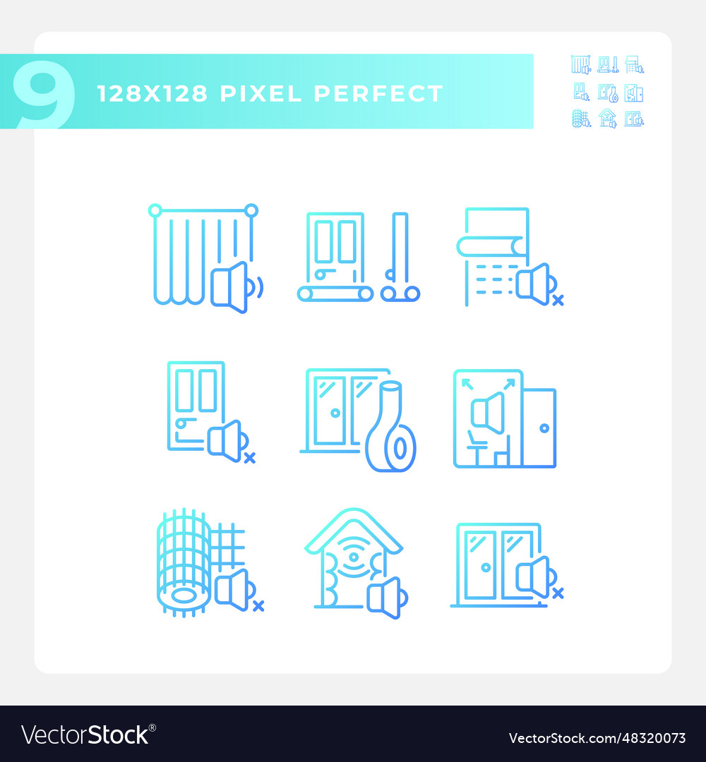 2d gradient soundproofing icons collection Vector Image 2d gradient soundproofing icons collection Vector Image
