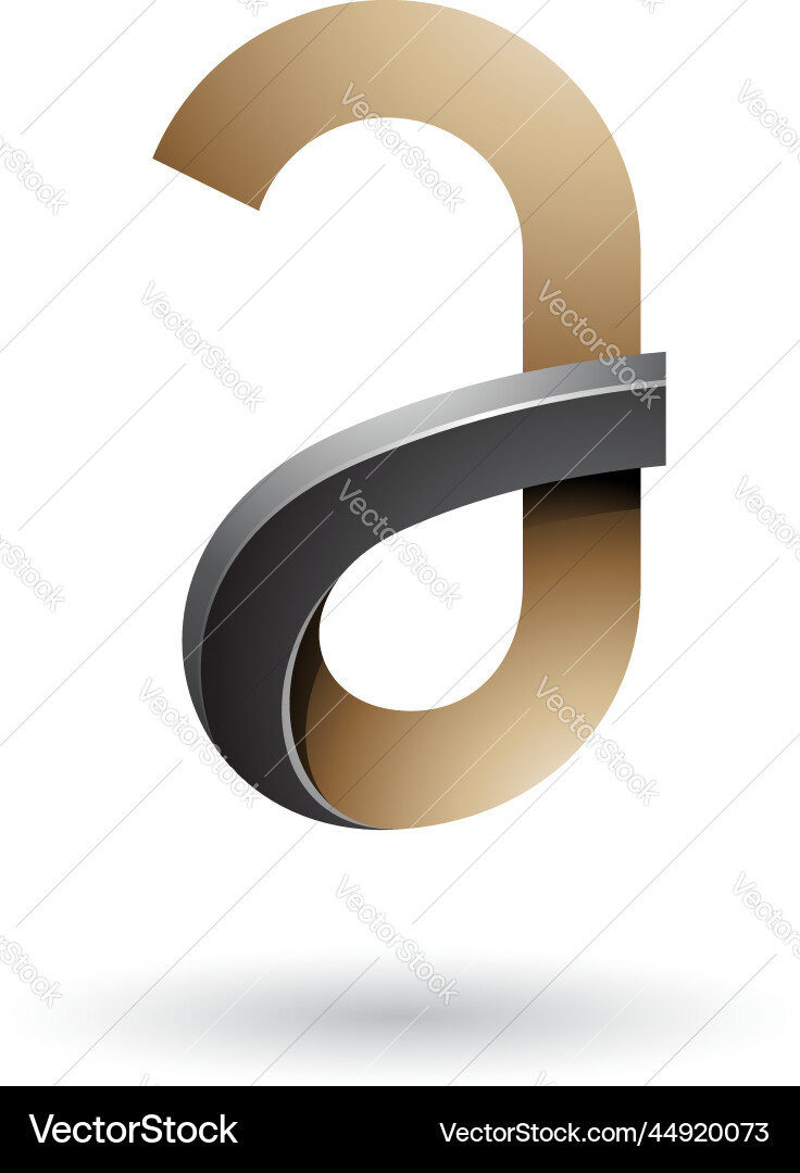 Black and beige bold curvy letter Royalty Free Vector Image