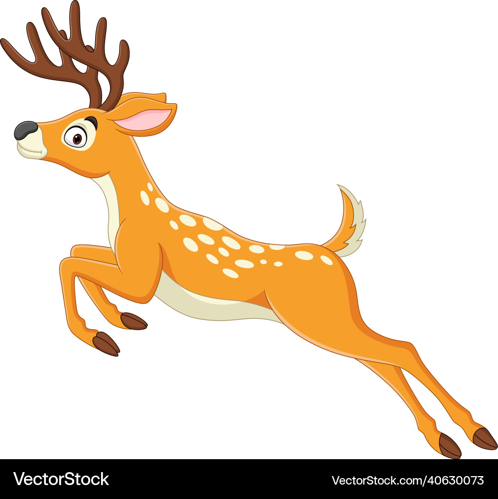 Cartoon funny deer jumping on white background Vector Image
