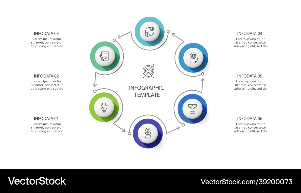 Creative concept for infographic with 6 steps Vector Image