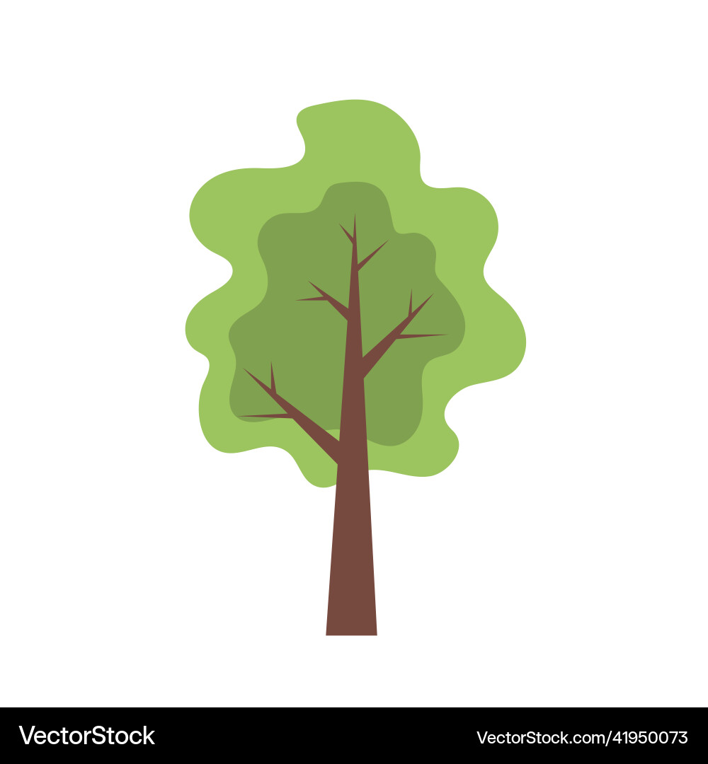 Flat of tree with green foliage Royalty Free Vector Image