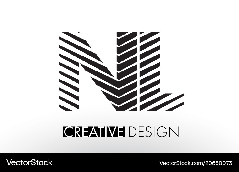 Nl n l lines letter design with creative elegant Vector Image