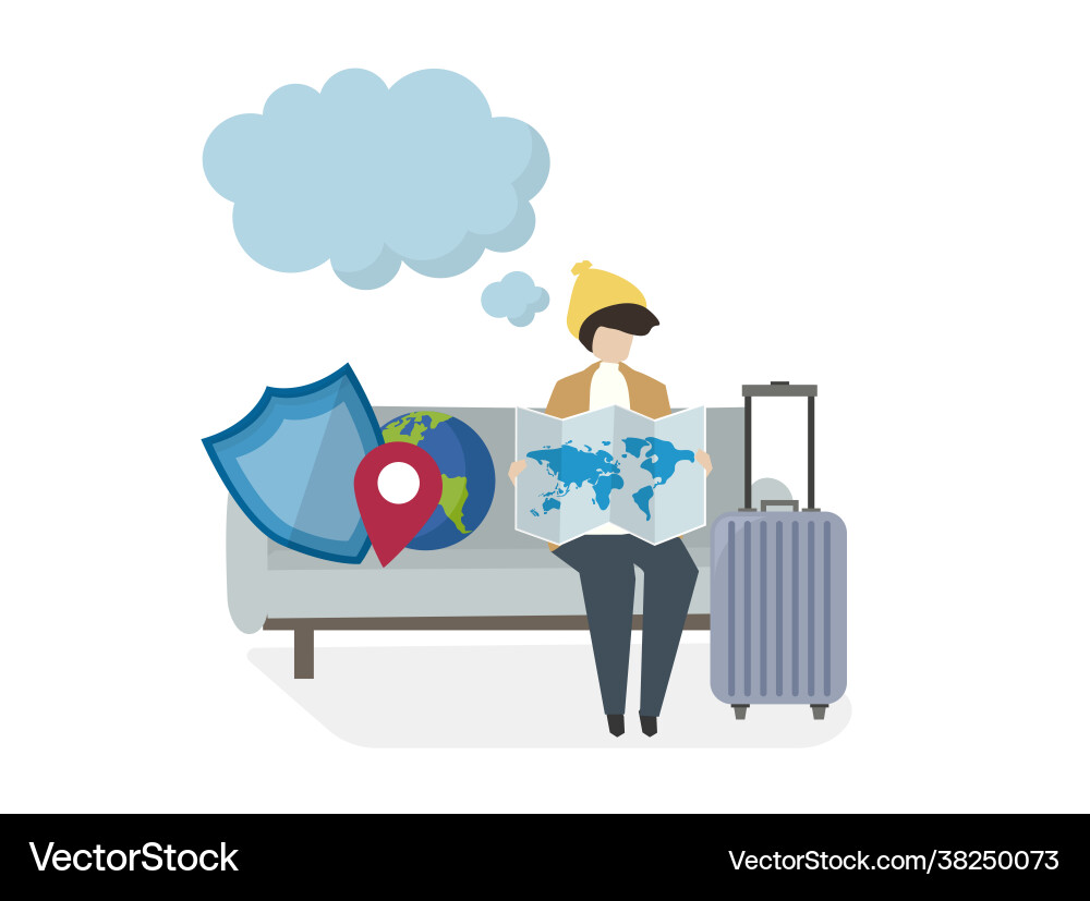 People with travel insurance Royalty Free Vector Image