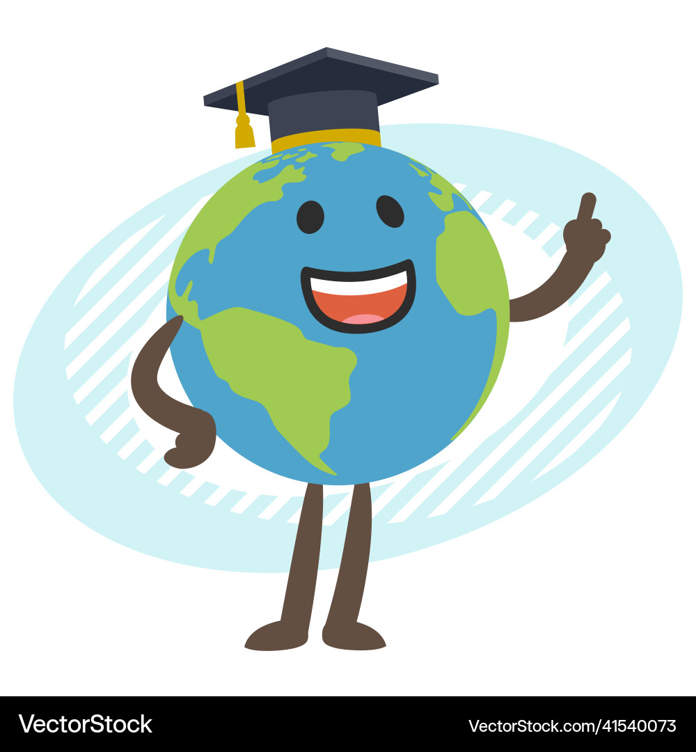Planet earth character in graduation cap raised Vector Image
