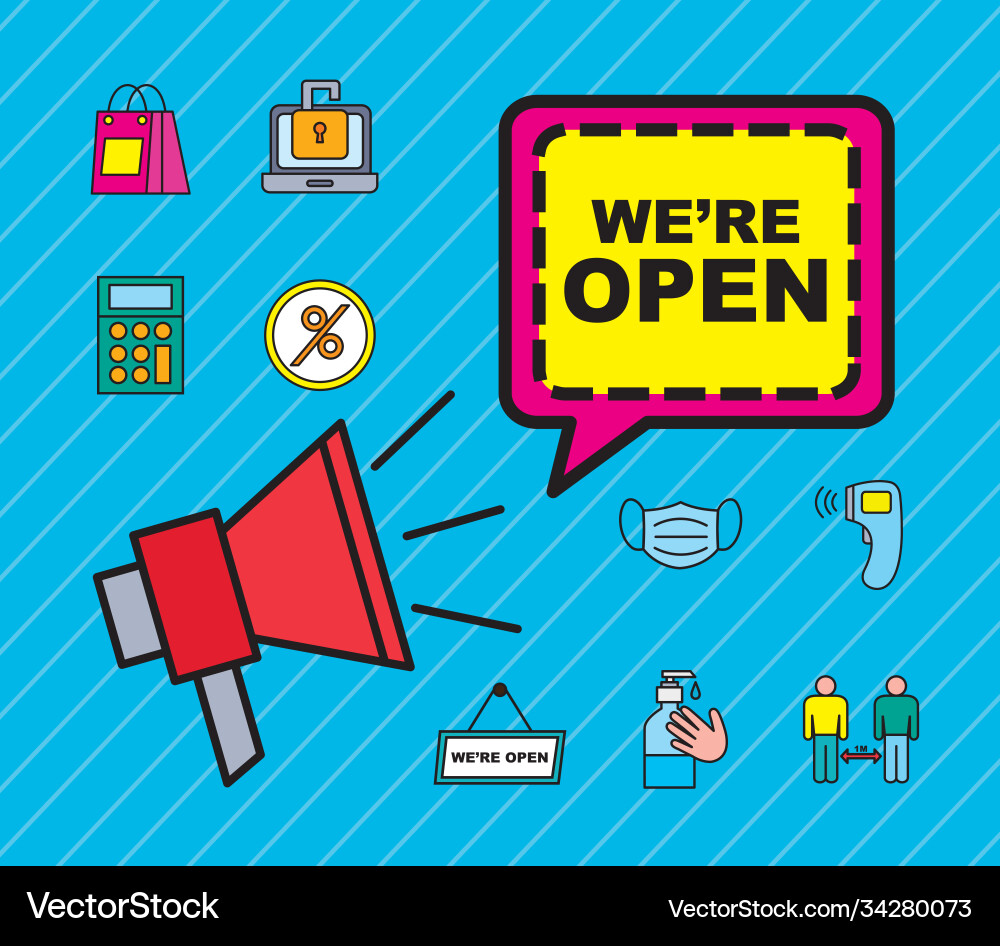 We are open line and fill style icon set Vector Image