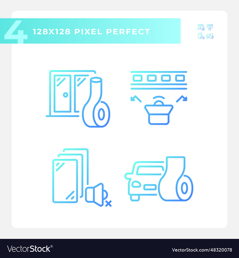 2d pixel perfect soundproofing gradient icons set Vector Image 2d pixel perfect soundproofing gradient icons set Vector Image