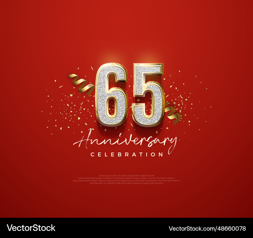 65th anniversary number with an elegant Royalty Free Vector