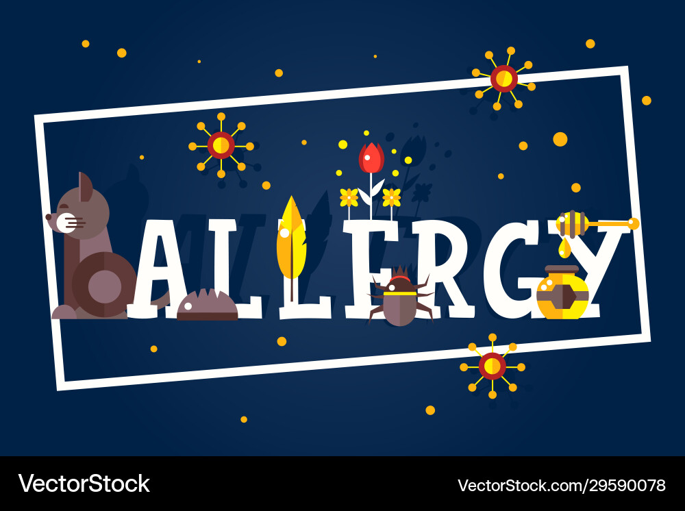 Allergy typographic poster booklet cover Vector Image
