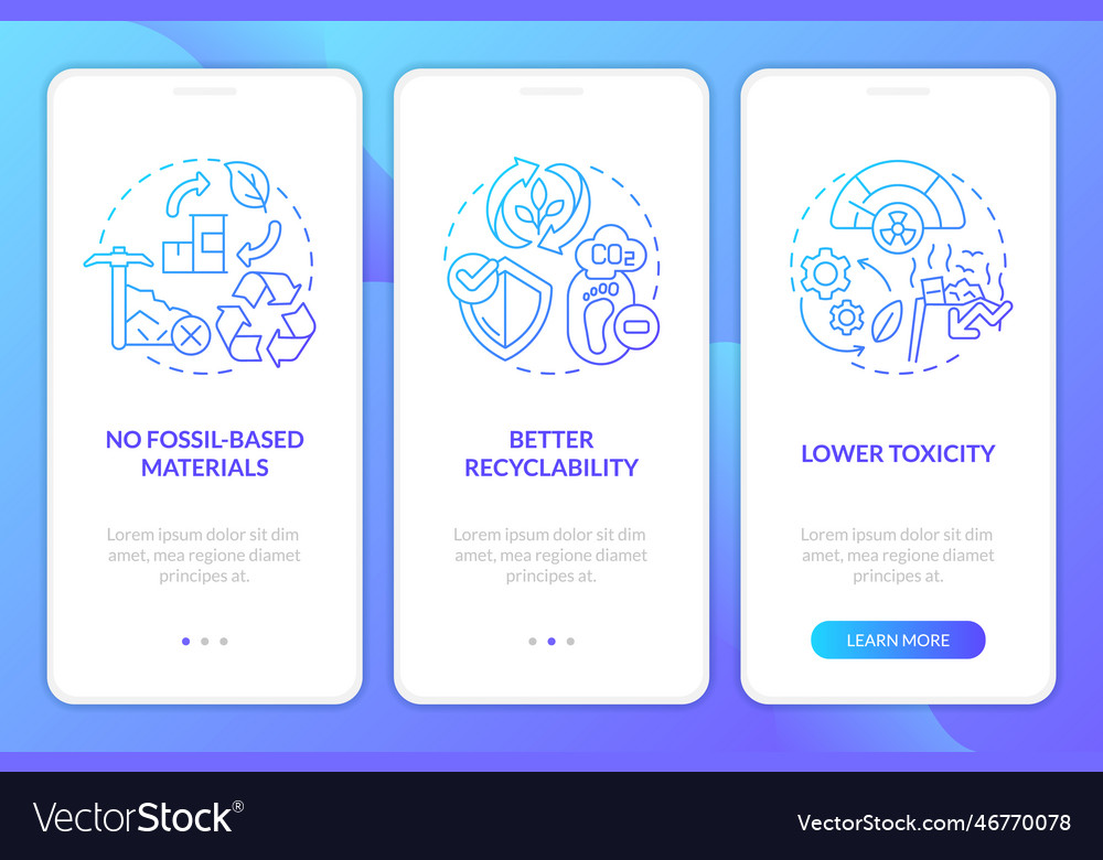 Bio based materials pros blue gradient onboarding Vector Image Bio based materials pros blue gradient onboarding Vector Image