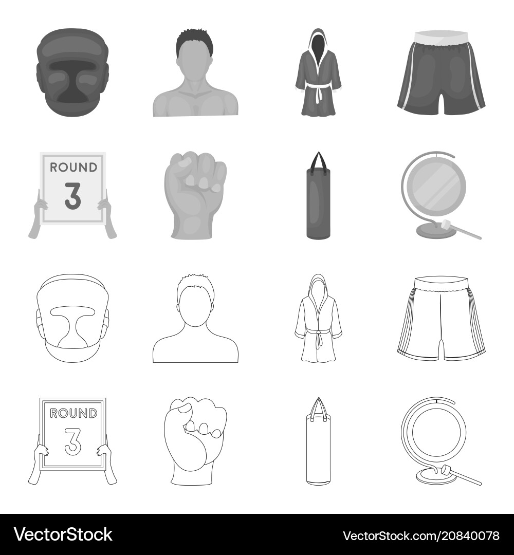 Boxing sport round hand set collection Royalty Free Vector