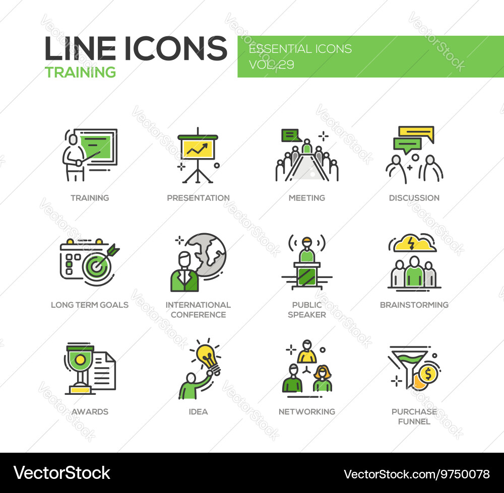 Business training - line design icons set Vector Image