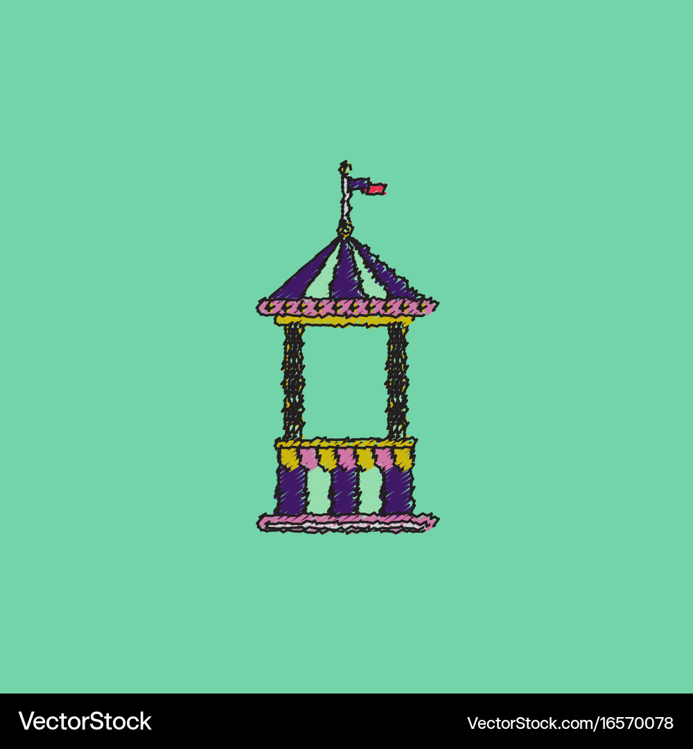 Circus ticket cart icon in hatching style Vector Image