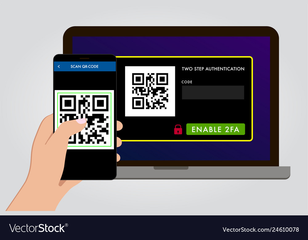 Enable 2fa Two Steps Authentication Verification Vector Image