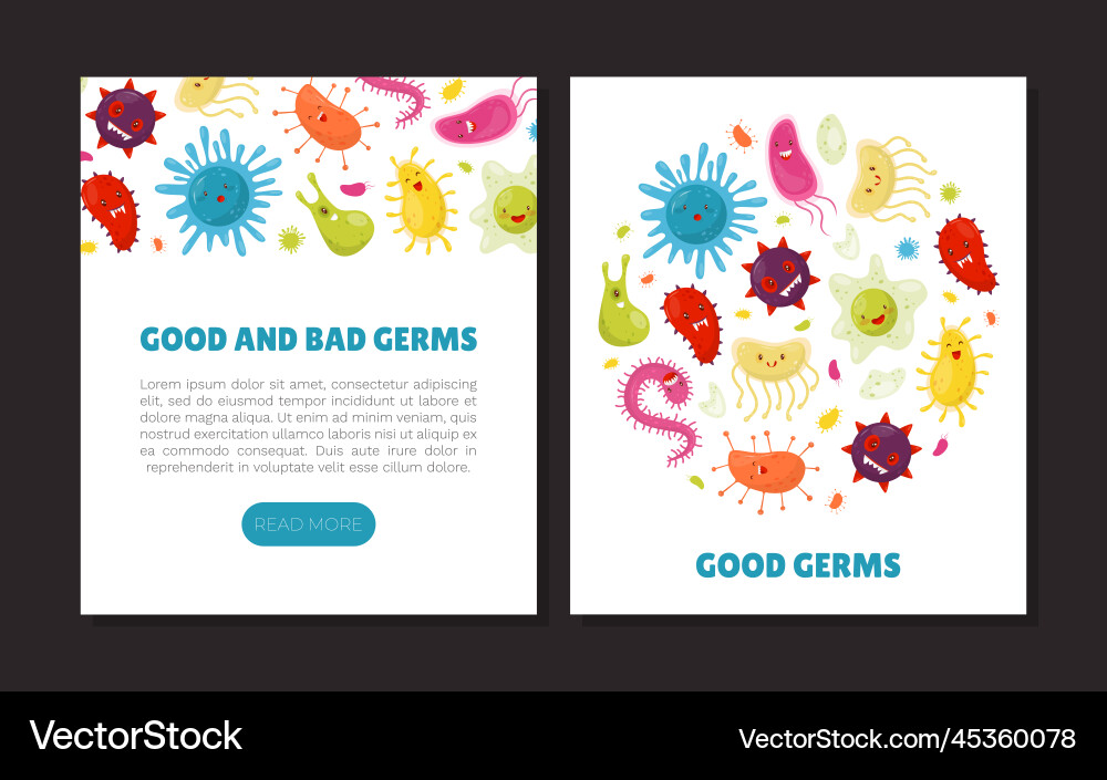 Funny germs banner design with good and bad Vector Image